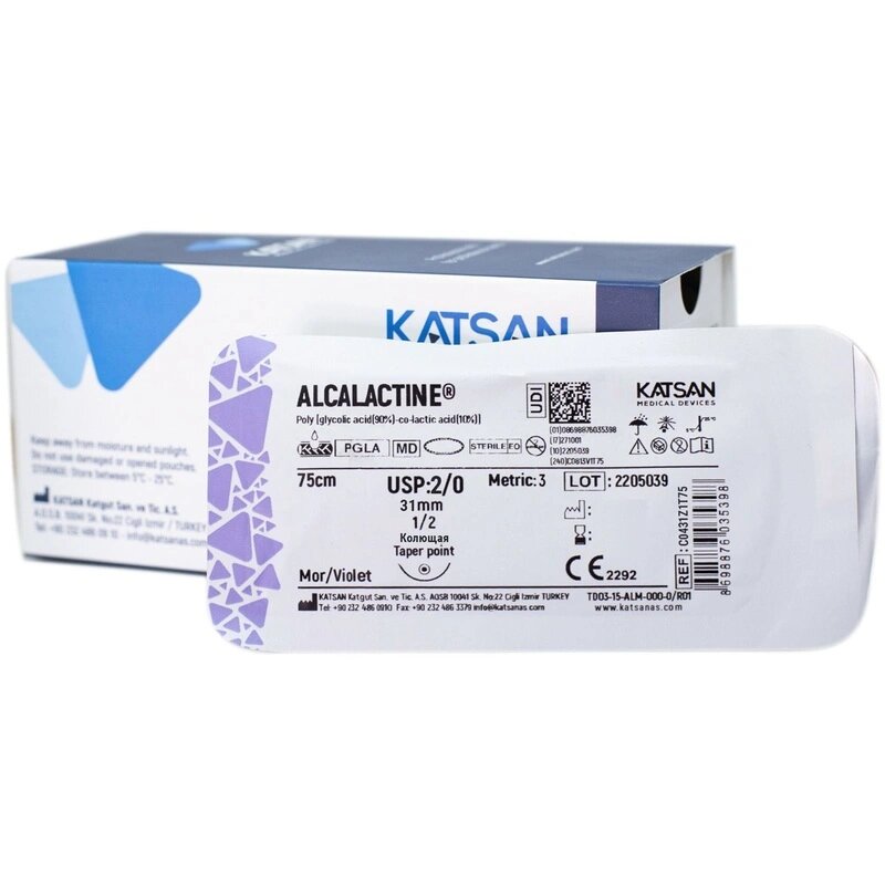 Шовный материал ALCALACTINE 2/0 31 1/2 TAPER POINT кол. 75 см уп/12 шт