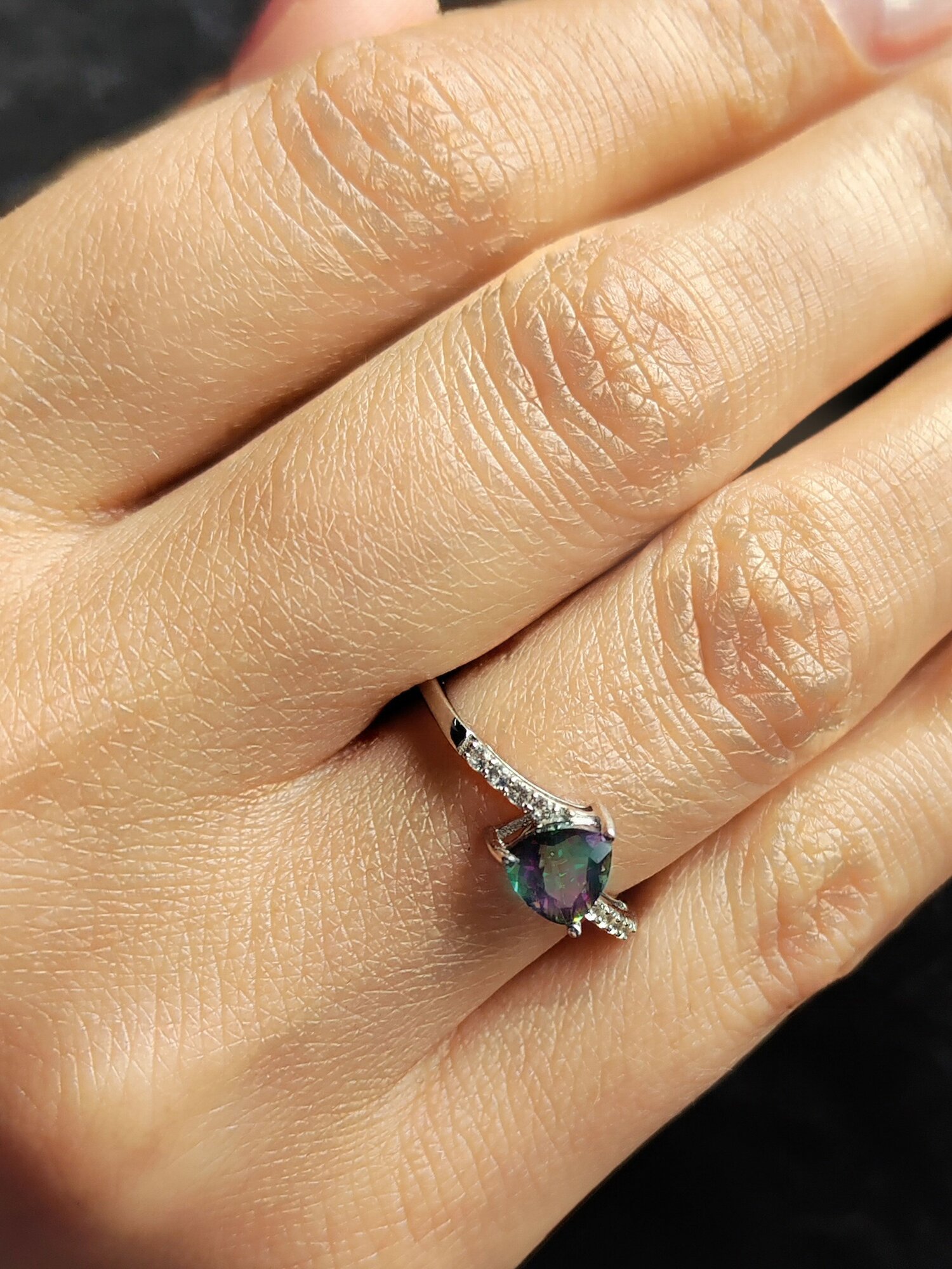 Кольцо тонкое Ювелирия, серебро, 925 проба, родирование, топаз, кварц