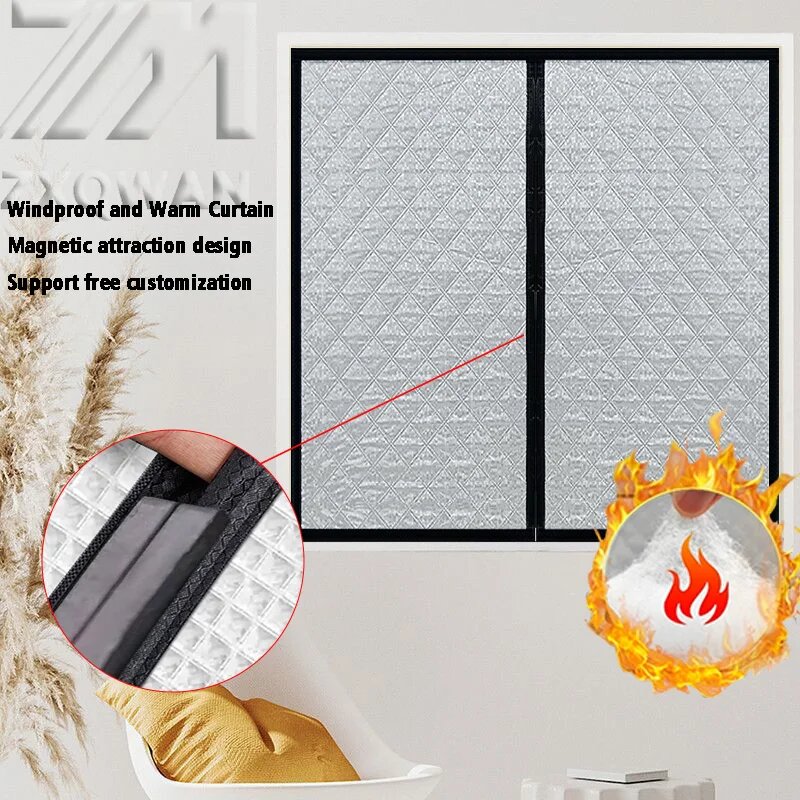 Зимние магнитные шторы zxqwan для окна Height200CM, Width 90cm