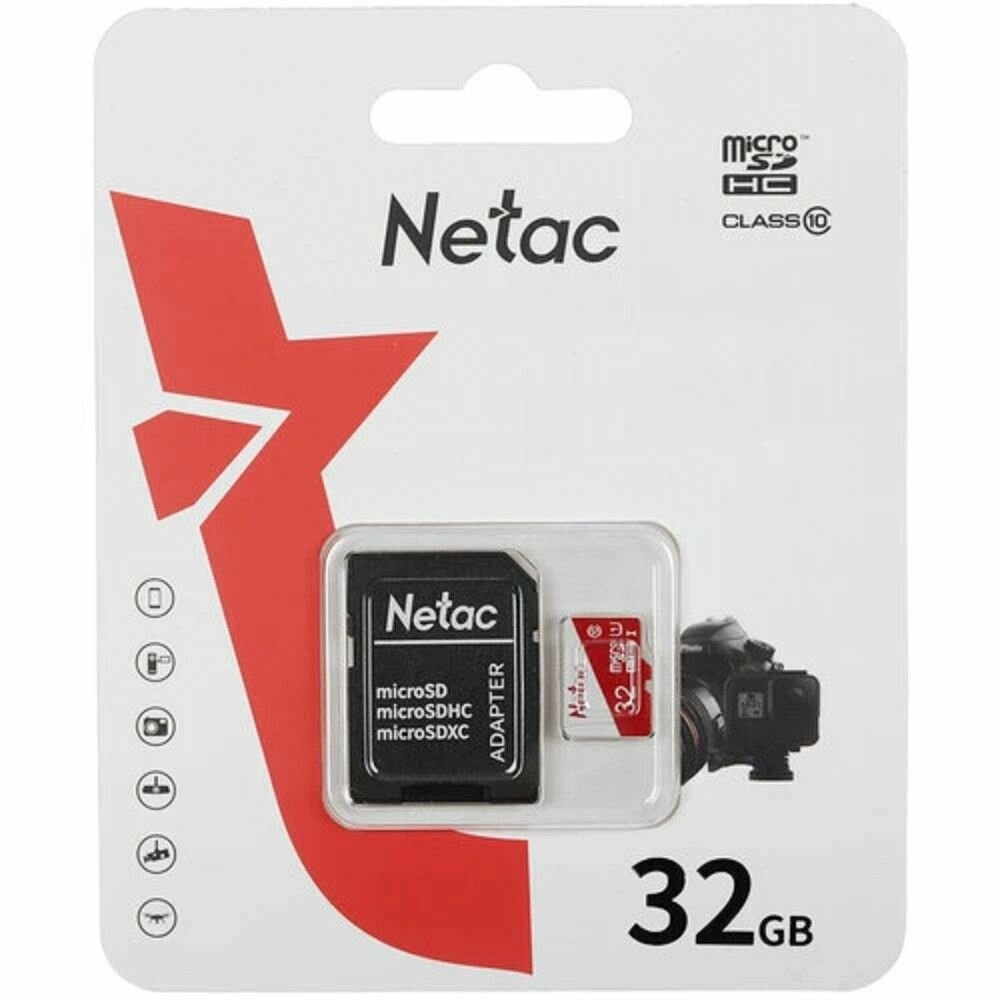 Netac Карта памяти Micro SecureDigital 32GB P500 ECO с SD адаптером