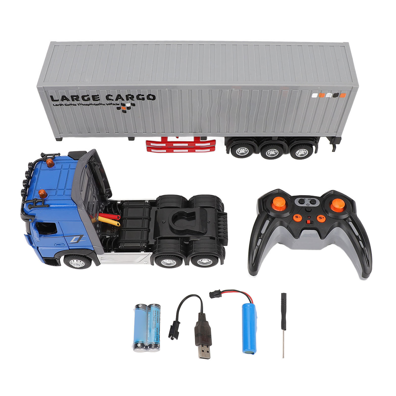 Игрушечный радиоуправляемый полуприцеп с открывающимися дверями, контейнеровоз из сплава, музыкальный радиоуправляемый полуприцеп-транспортер