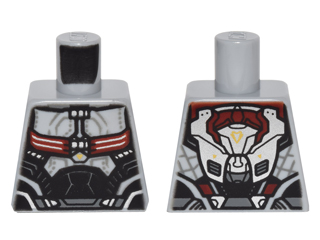 Torso Black, Dark Red and Silver Body Armor and Backpack Pattern, 973pb2266 Light Bluish Gray U