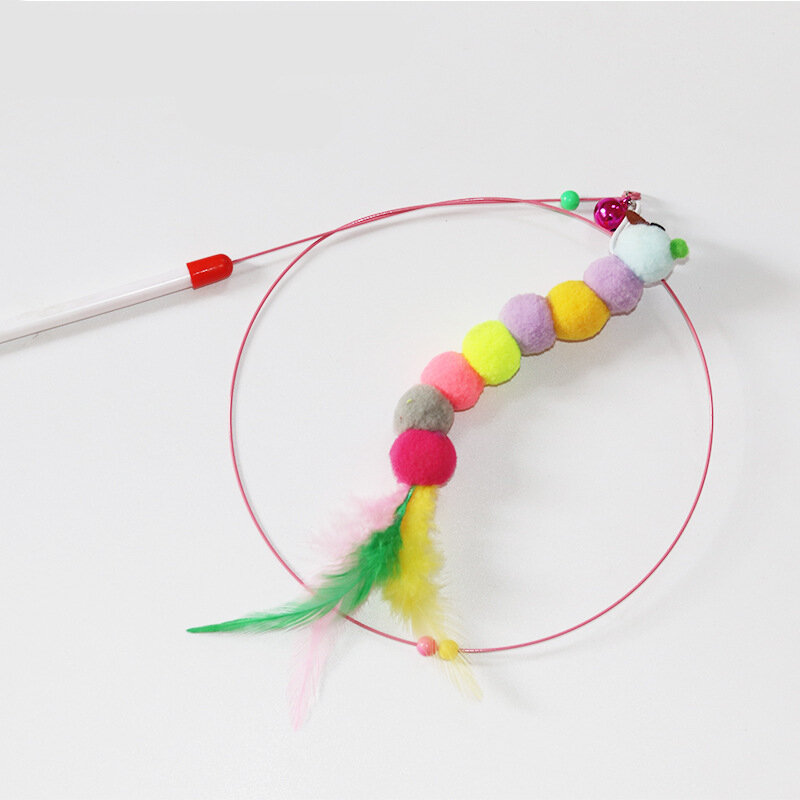 Оптовая Продажа с фабрики стальной проволоки кошачья палка Self-Hi Интерактивная длинная Удочка перо кошачья игрушка