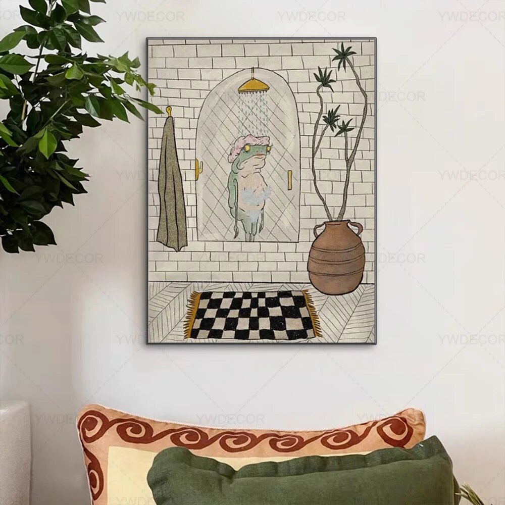 Плакат с лягушкой в душе, 30x42 см, без рамки — фото 1