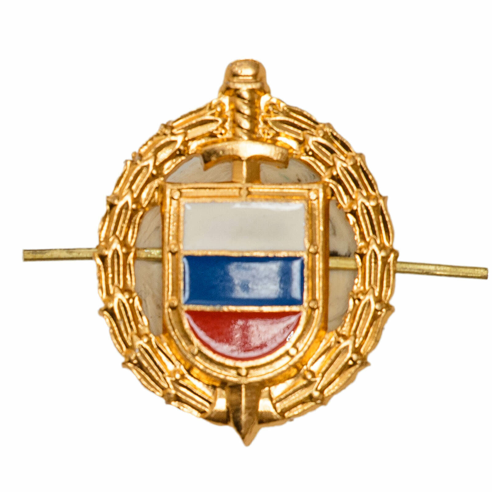 Эмблема ФСО золотая металлическая, триколор эмаль