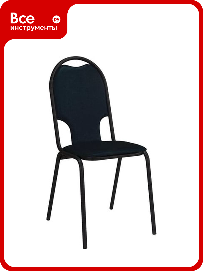 Стул для посетителей офисмаг Рс02м, черный каркас, кожзам черный 531894, для оснащения офисных учреждений, диаметром 22