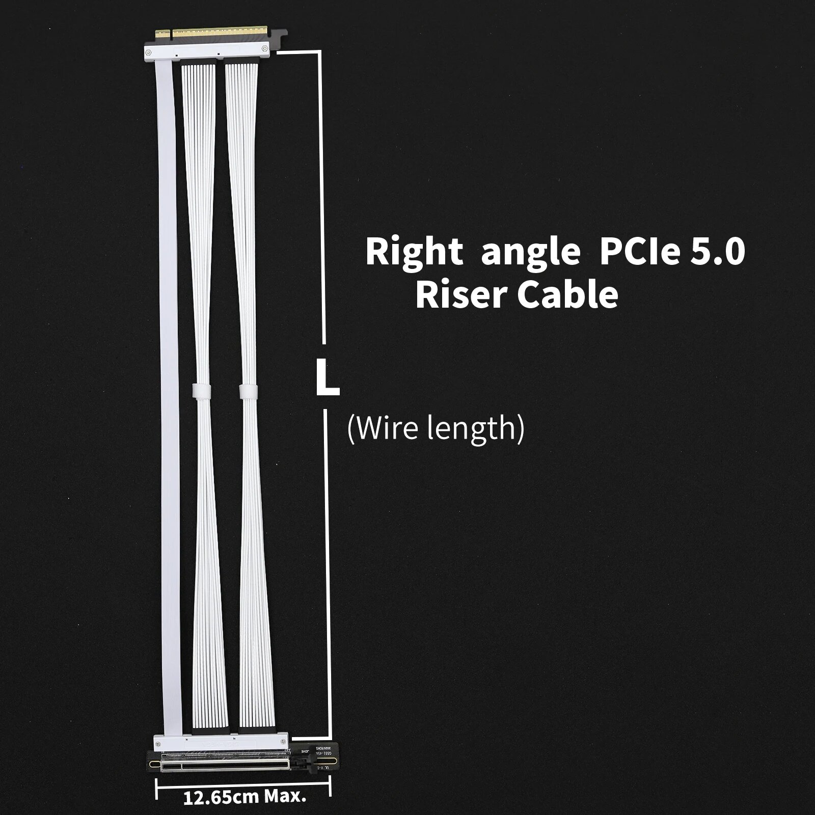 PCIe 5.0 Riser Cable 0.6m, Right angle white