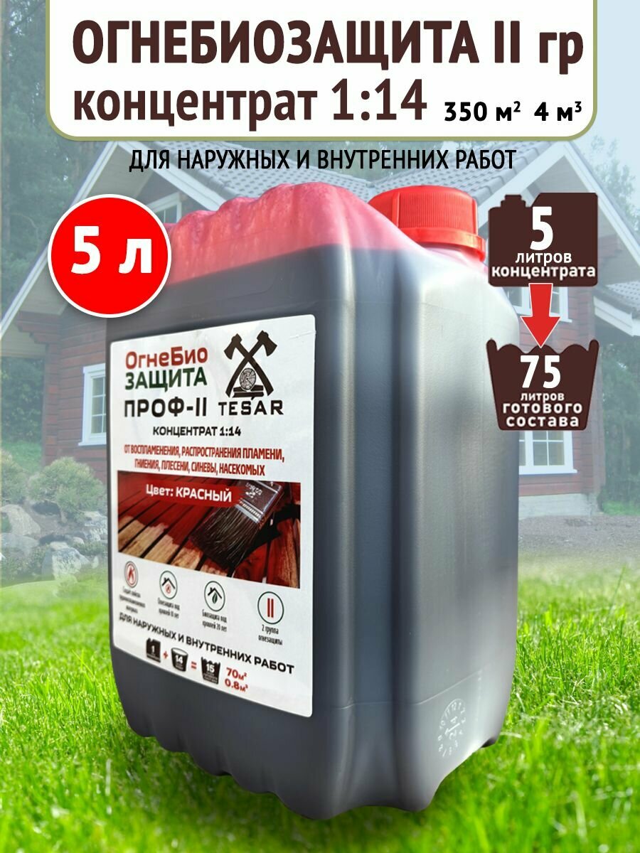 Пропитка для дерева ОгнеБиозащита TESAR концентрат 1:14 5 л