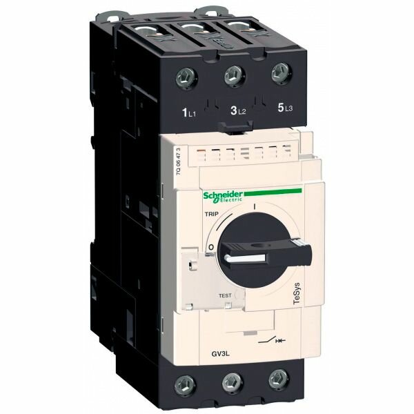 GV3L65 Schneider Electric, Автоматический выключатель защиты двигателя 65А (только магнитный расцепитель), Icu 50кА.