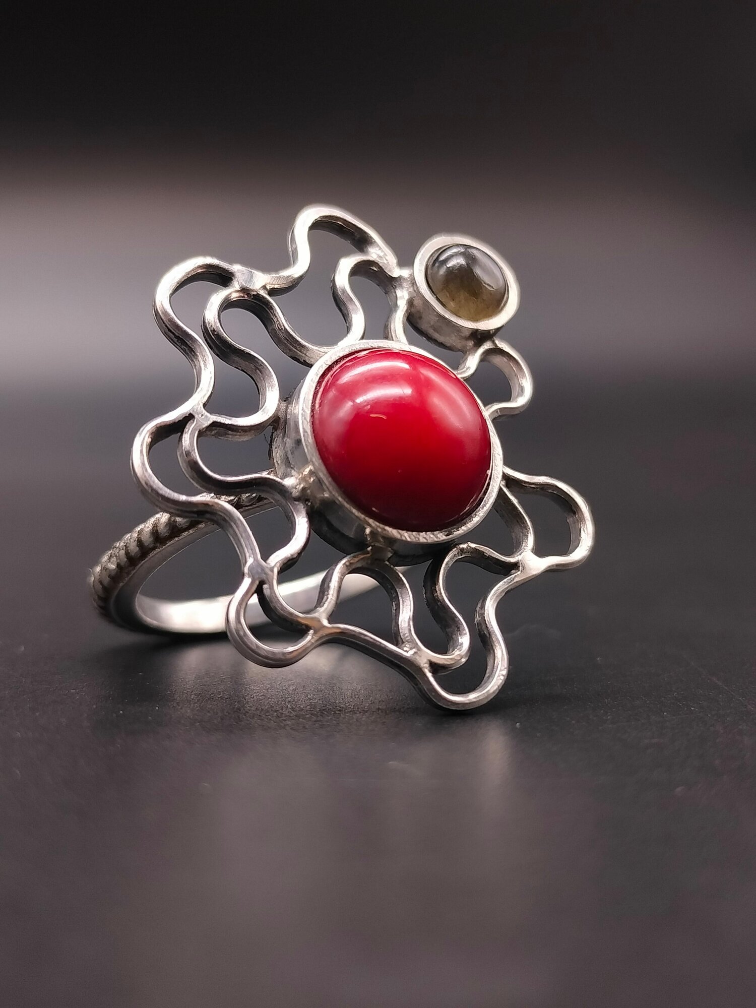 Кольцо DENIRA RUSSIA, серебро, 925 проба, лабрадорит