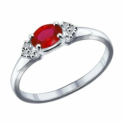 Кольцо, серебро, 925 проба, рубин, фианит