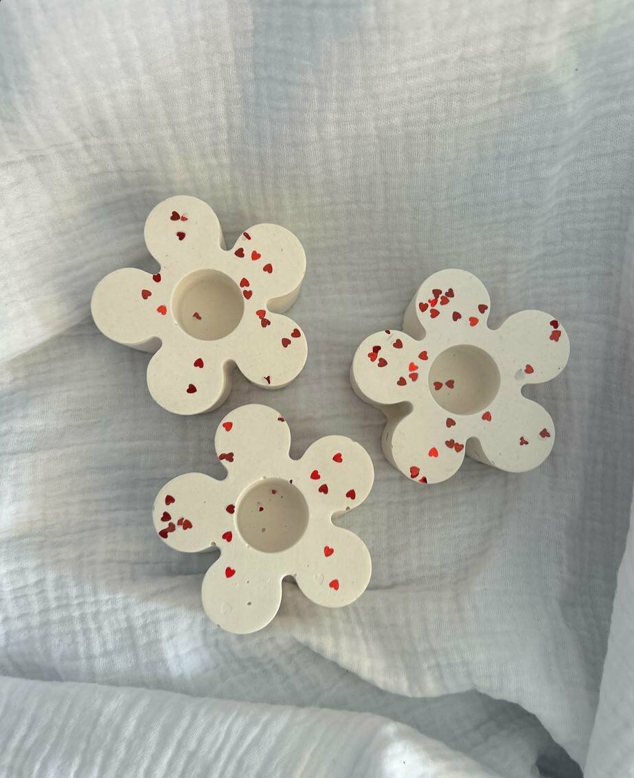 Набор из трёх интерьерных подсвечников Marbel Candles "Цветок", ручная работа, 4 см.