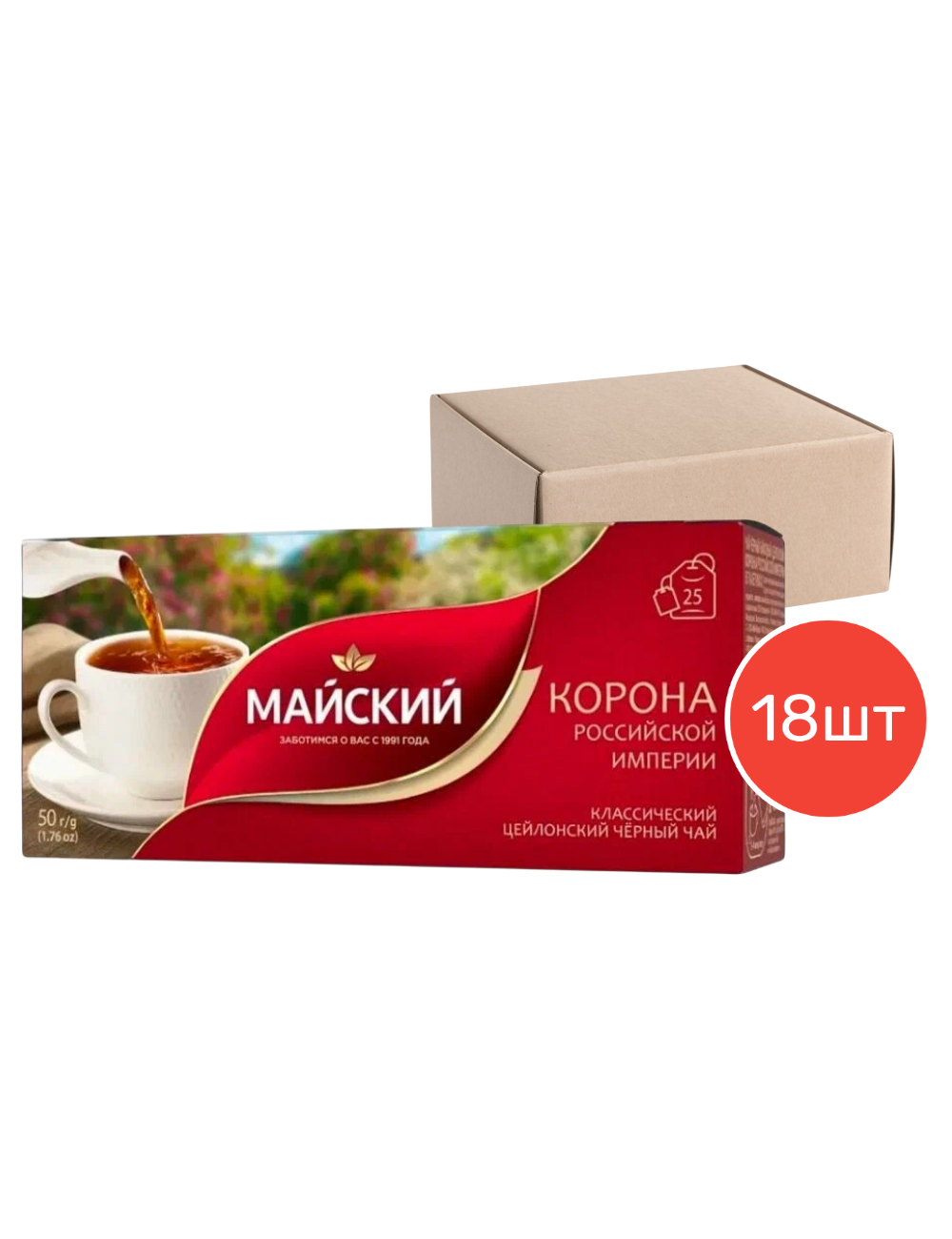 Чай черный Майский Корона Российской империи, 25пакетиков 18шт