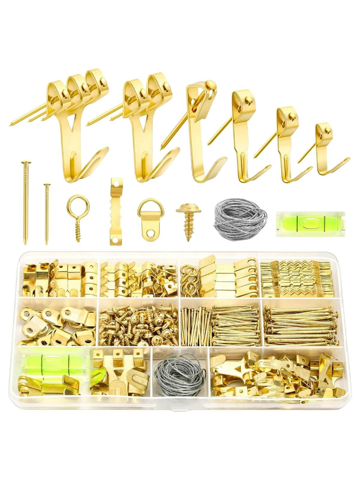 372 шт. Набор различных вешалок для картин с гвоздями и подвесной проволокой