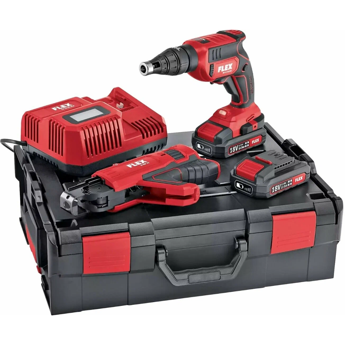Аккумуляторный шуруповерт для гипсокартона FLEX DW 45 18.0-EC M/2.5 Set (466824) красный