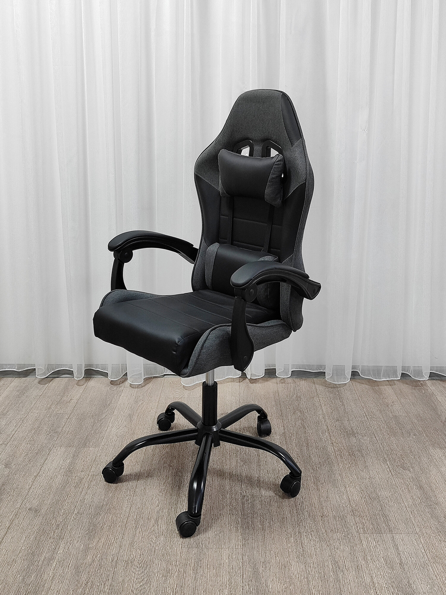 Кресло компьютерное игровое, геймерское, до 150 кг, цвет серый