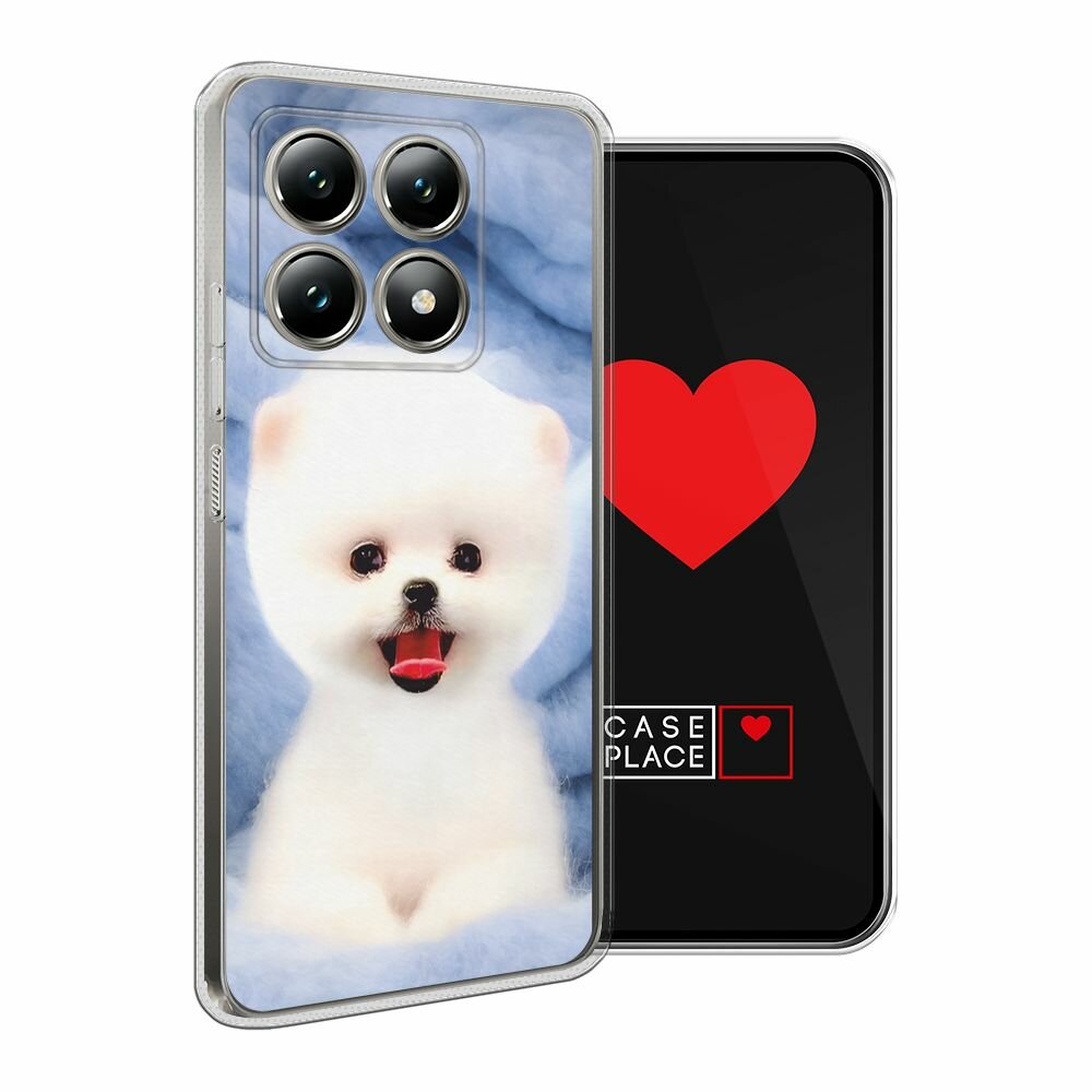 Силиконовый чехол на Xiaomi 14T / Сяоми 14T с принтом Белый пёсик — фото 1