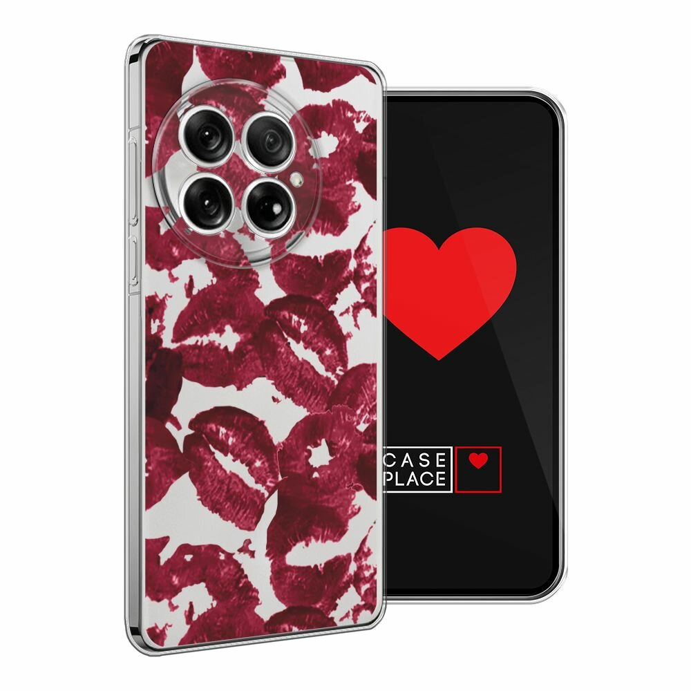 Чехол на OnePlus 13 / Ван Плас 13 с принтом "Помада паттерн 2", прозрачный — фото 1