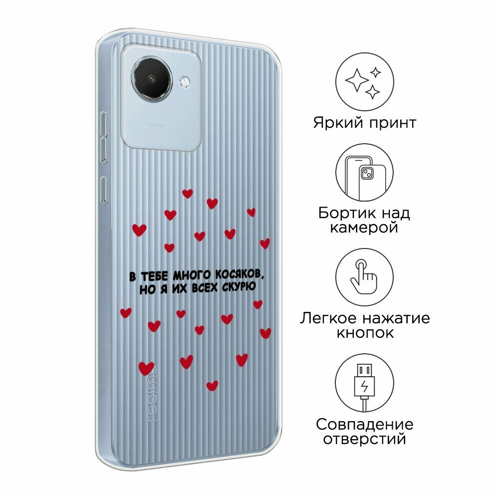 Чехол на Realme C30 / Реалми C30 с принтом "Косяки 1 - 14 февраля", прозрачный — фото 1