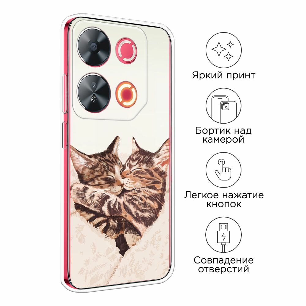 Чехол на Itel P65 / Ител P65 с принтом "Влюбленные котейки - 14 февраля" — фото 1