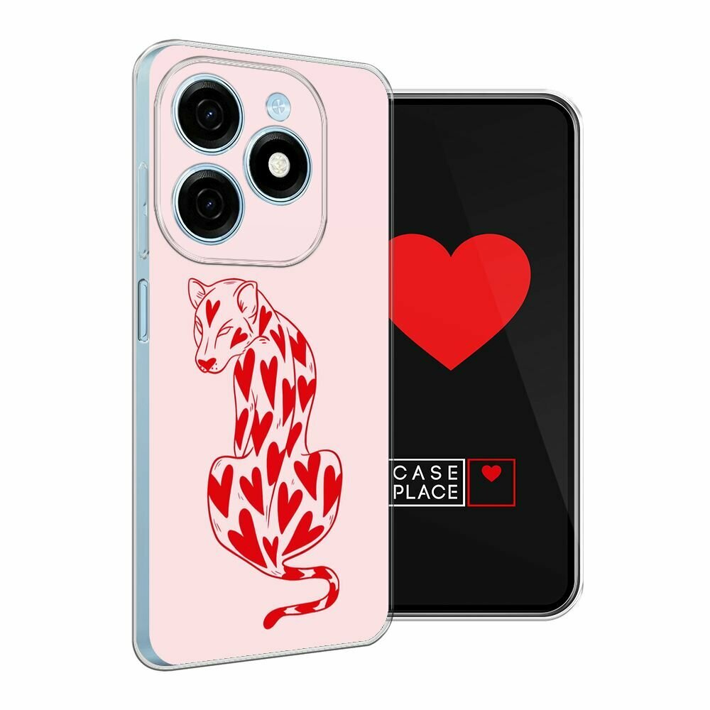 Чехол на Tecno Spark 20 / Текно Спарк 20 с принтом "Heart panther 1 - 14 февраля" — фото 1