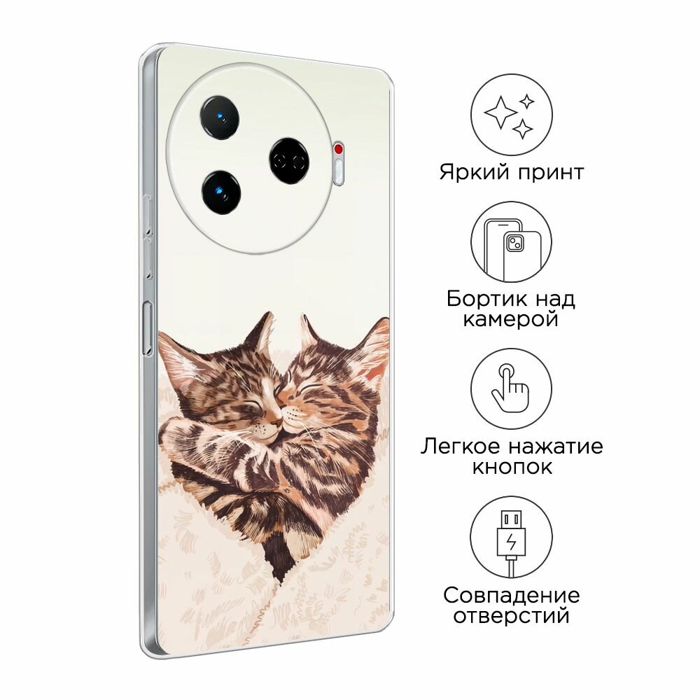 Чехол на Tecno Camon 30 Pro 5G / Текно Камон 30 Про 5G с принтом "Влюбленные котейки - 14 февраля" — фото 1