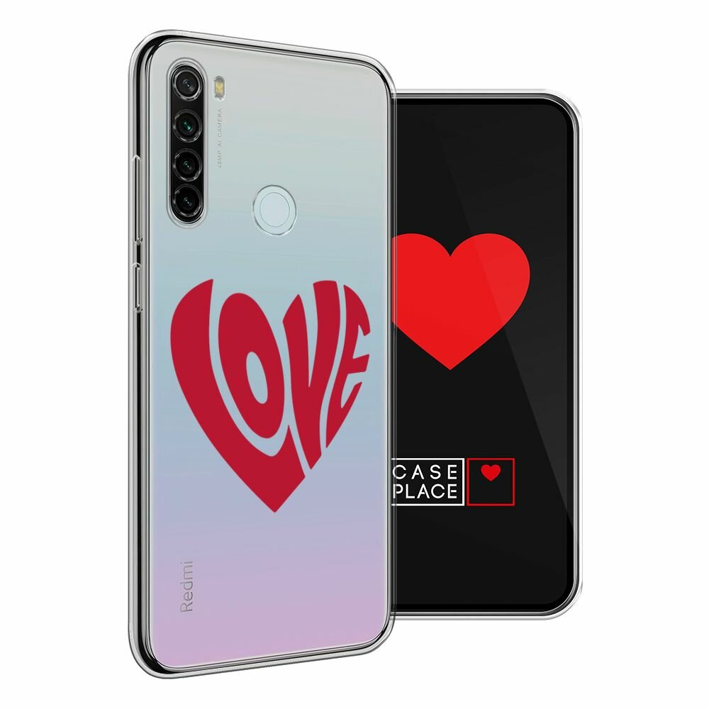 Чехол на Xiaomi Redmi Note 8T / Сяоми Редми Нот 8Т с принтом "Love heart 2 - 14 февраля", прозрачный — фото 1