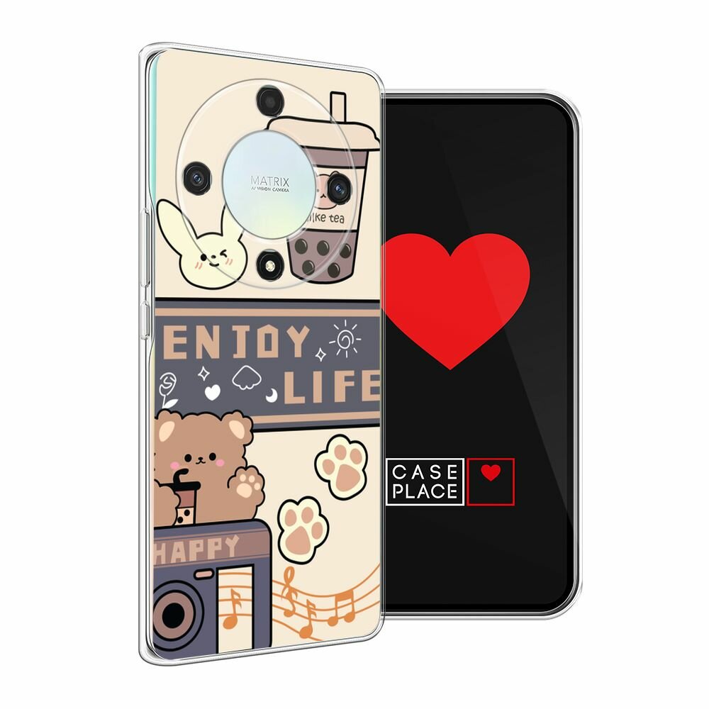 Силиконовый чехол на Honor X9A / Хонор X9A с принтом "Enjoy life 1" — фото 1