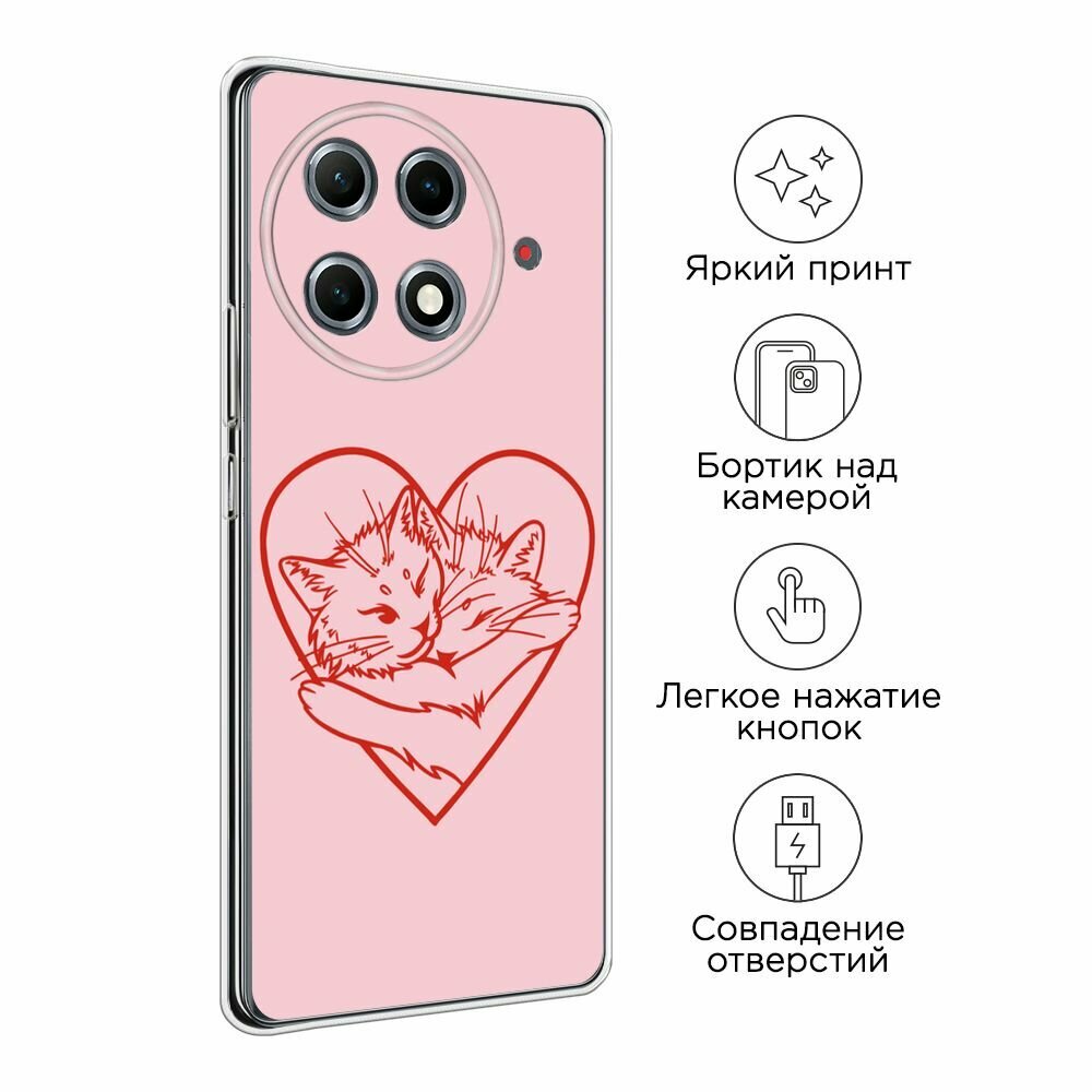 Чехол на Tecno Camon 30S Pro / Текно Камон 30S Про с принтом "Влюблённые котики рисунок 1 - 14 февраля" — фото 1
