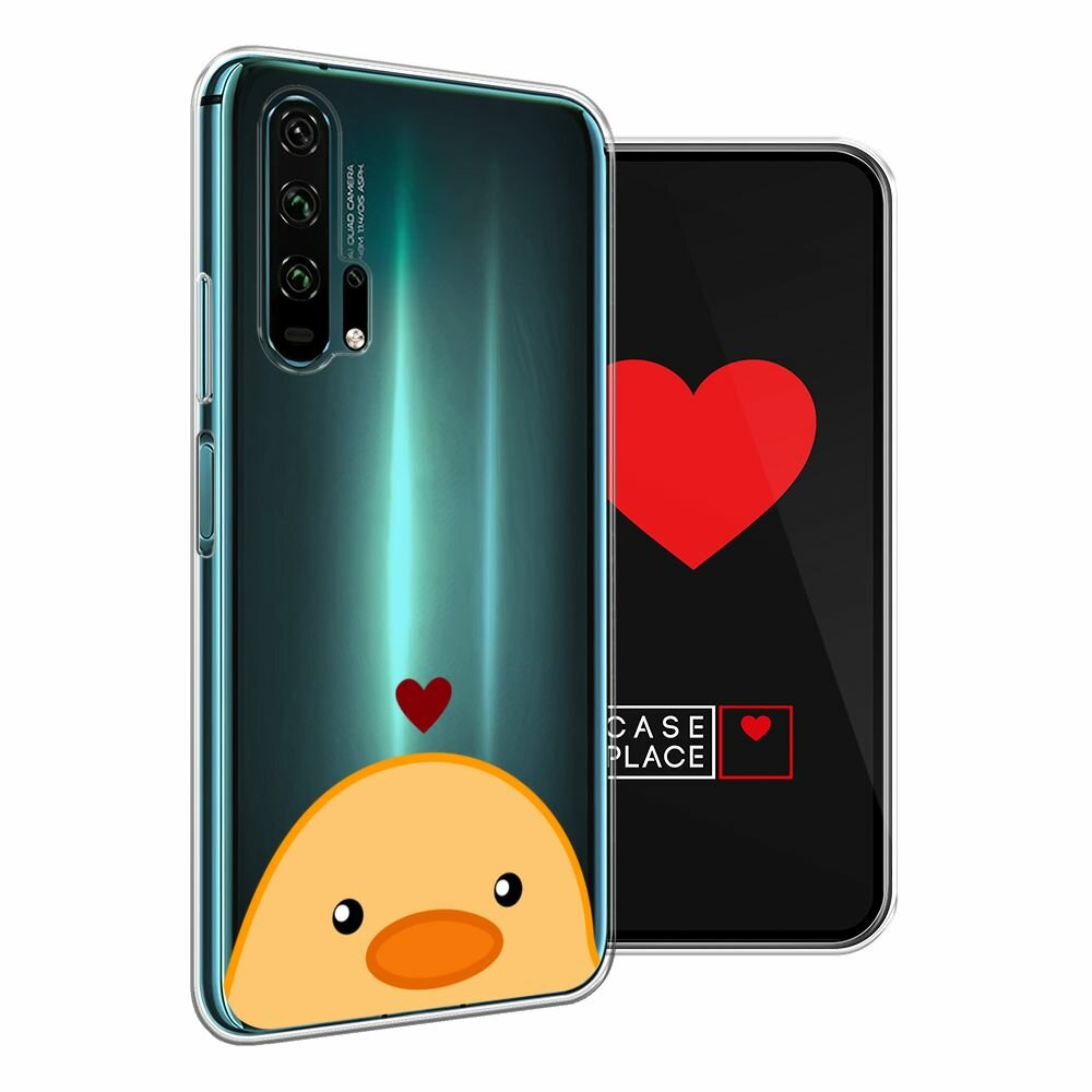 Чехол на Honor 20 Pro / Хонор 20 Про с принтом "Влюблённая уточка - 14 февраля", прозрачный — фото 1