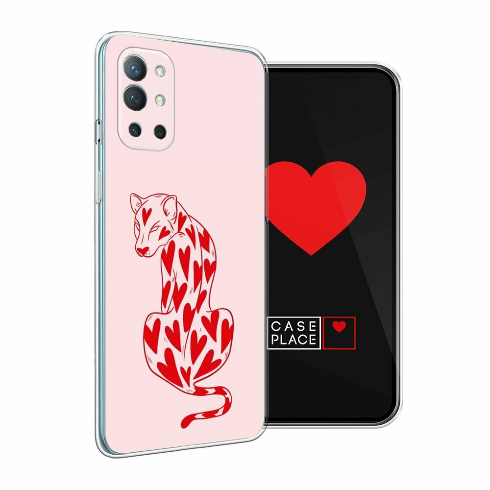 Чехол на OnePlus 9R / ВанПлас 9R с принтом "Heart panther 1 - 14 февраля" — фото 1
