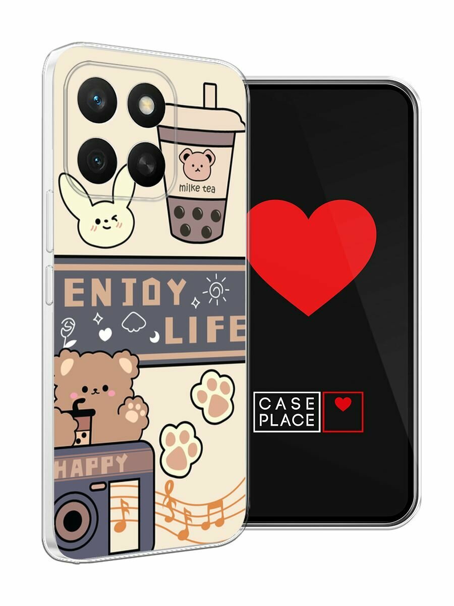 Силиконовый чехол на Honor X8c / Хонор X8c с принтом "Enjoy life 1" — фото 1