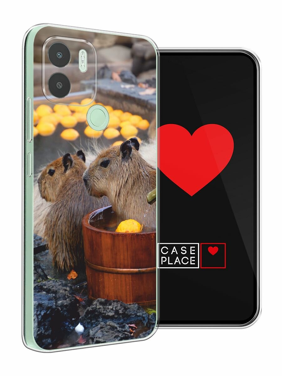 Чехол на Xiaomi Redmi A1+/Redmi A2+/Poco C51/C50 / Редми A1+ с принтом "Капибары отмокают" — фото 1