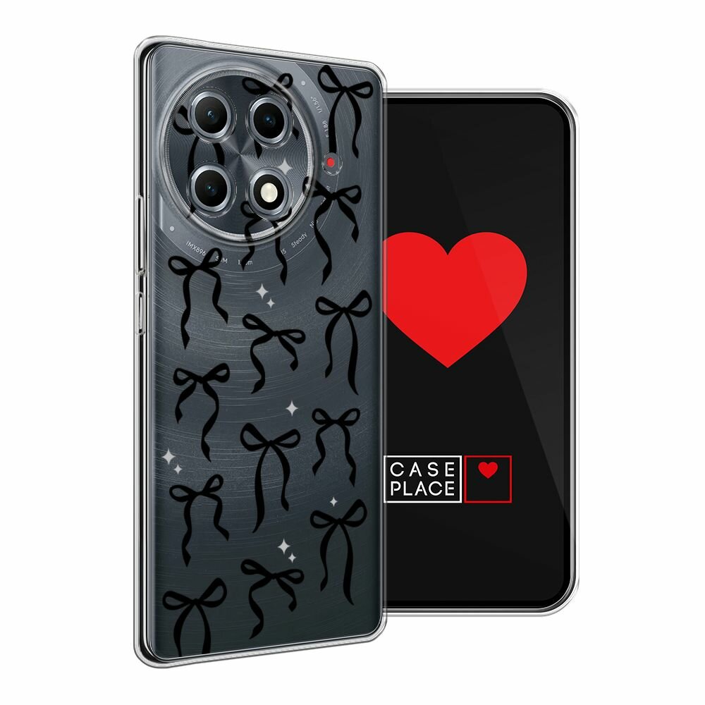 Чехол на Tecno Camon 30S Pro / Текно Камон 30S Про с принтом "Black bows", прозрачный — фото 1