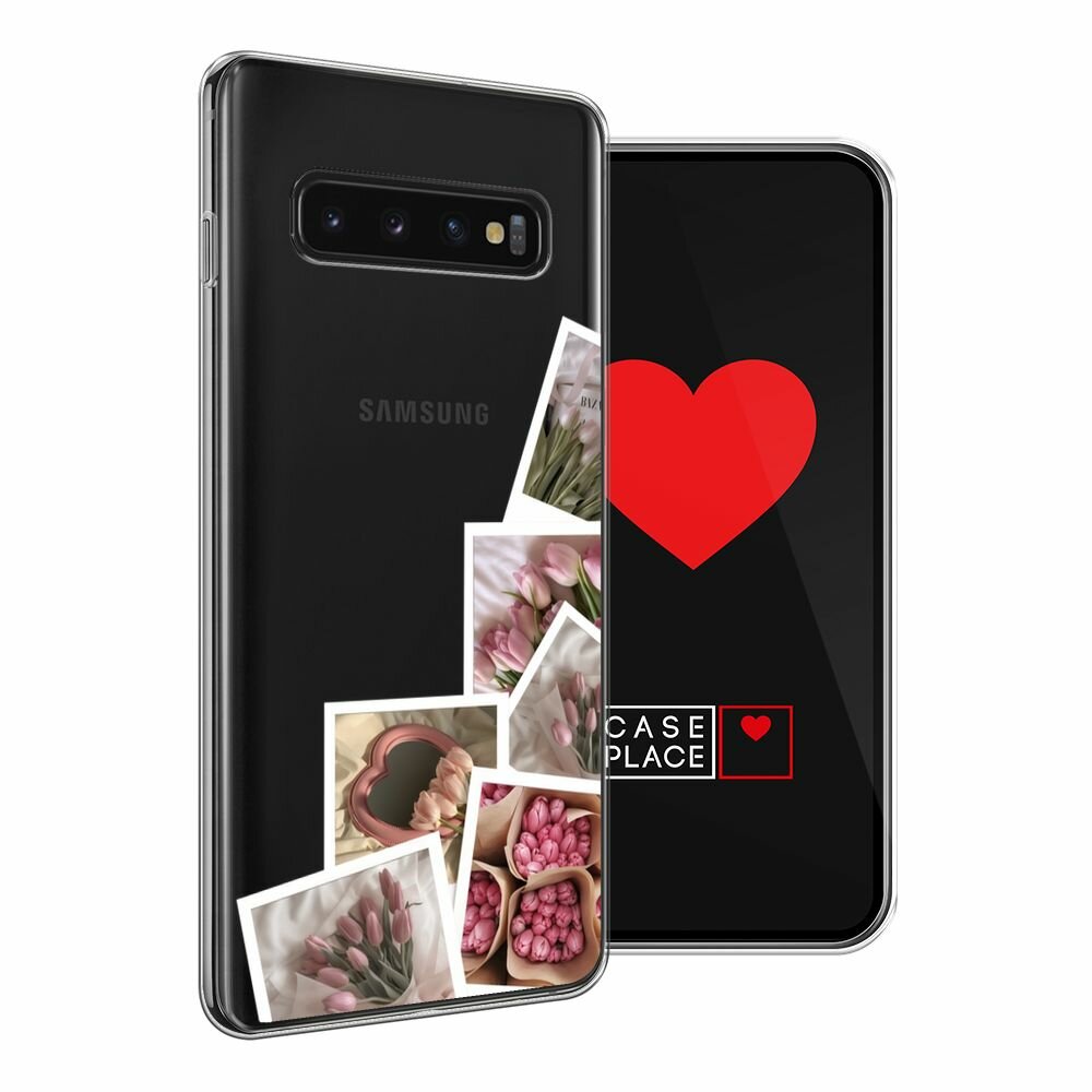 Чехол на Samsung Galaxy S10 / Самсунг Галакси S10 с принтом "Весенние фото - 8 марта", прозрачный — фото 1