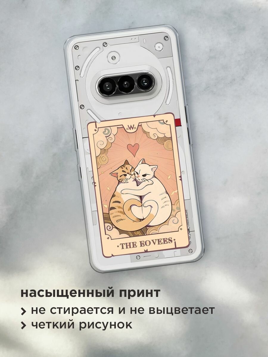 Чехол на Nothing Phone 3a / Нотинг Фон 3а с принтом "The lovers cats 2 - 14 февраля", прозрачный — фото 1