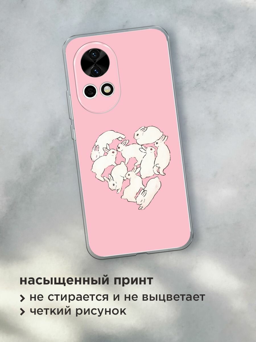 Чехол на Huawei Nova 12/Nova13 / Хуавей Нова 12/Нова 13 с принтом "Сердечко из кроликов 1 - 8 марта" — фото 1