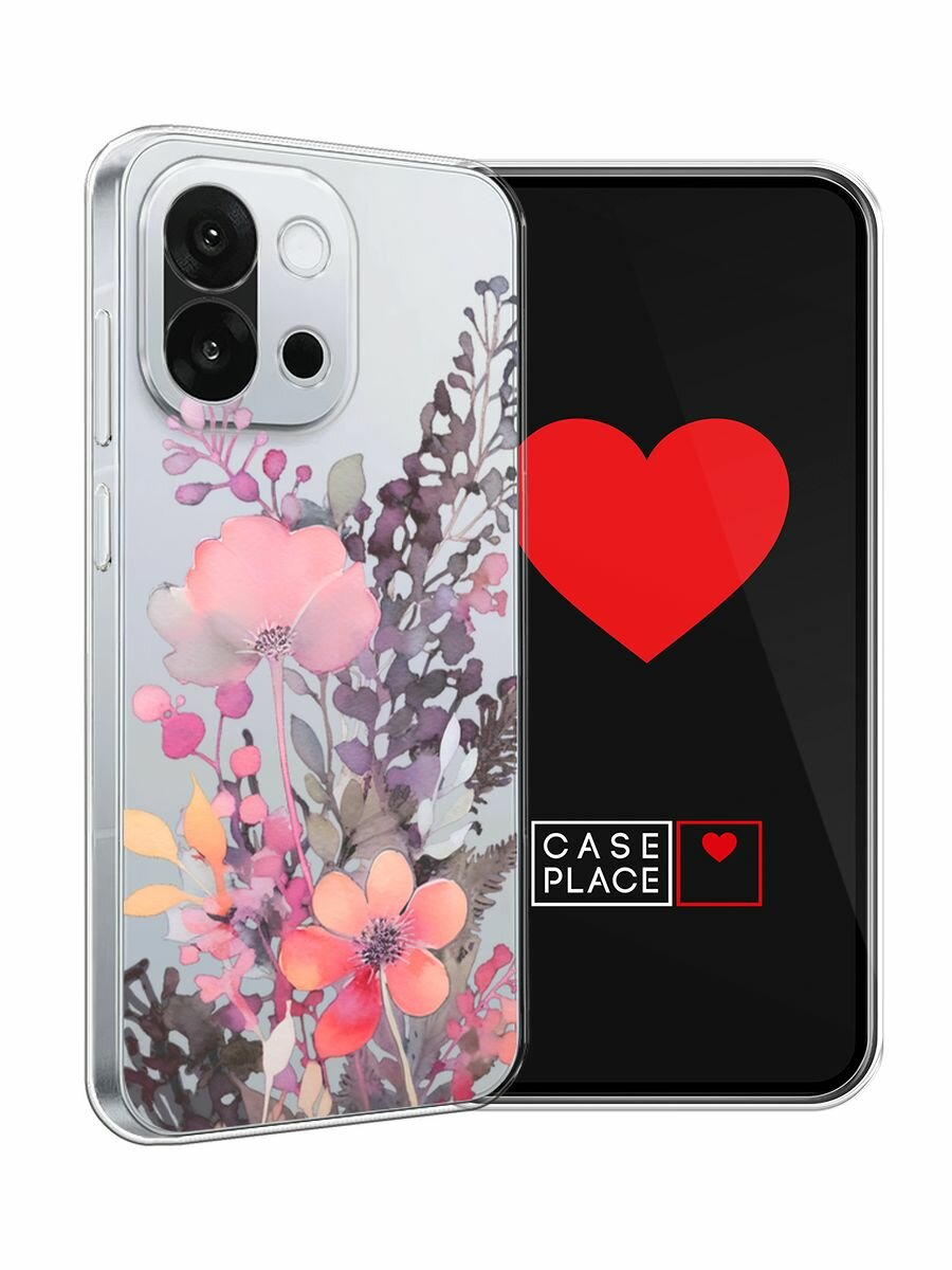 Чехол на OnePlus 13T / Ван Плас 13Т с принтом "Лиловые полевые цветы", прозрачный — фото 1