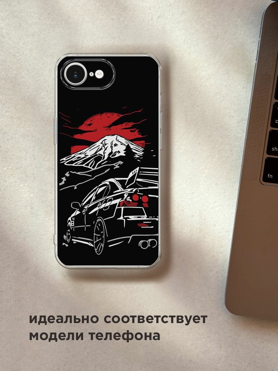 Чехол на Apple iPhone 16e/17e / Айфон 16е/17e с принтом "Машина в горах JDM" — фото 1