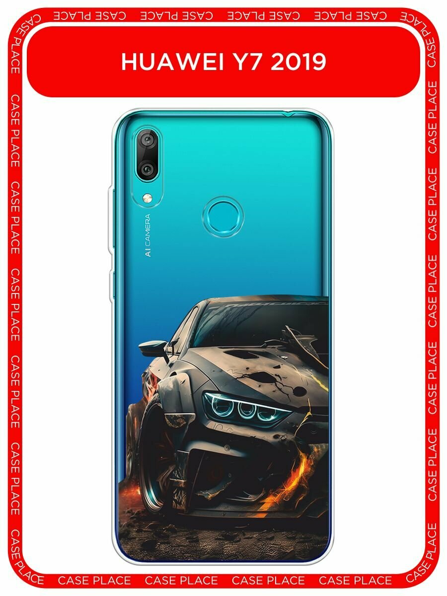 Чехол на Huawei Y7 2019 / Хуавей Y7 2019 с принтом "На износ", прозрачный
