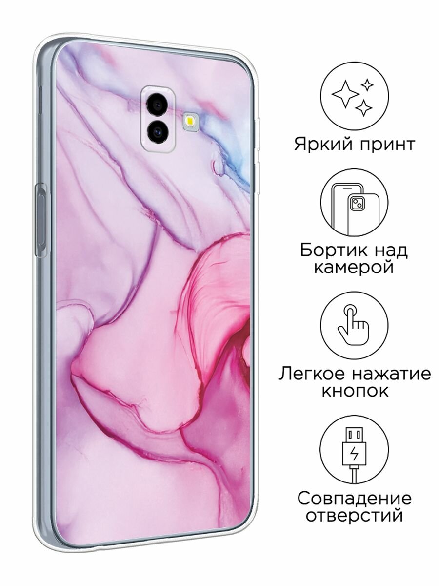 Чехол на Samsung Galaxy J6 + / Самсунг Галакси J6 Плюс 2018 с принтом "Розовые мраморные разводы" — фото 1