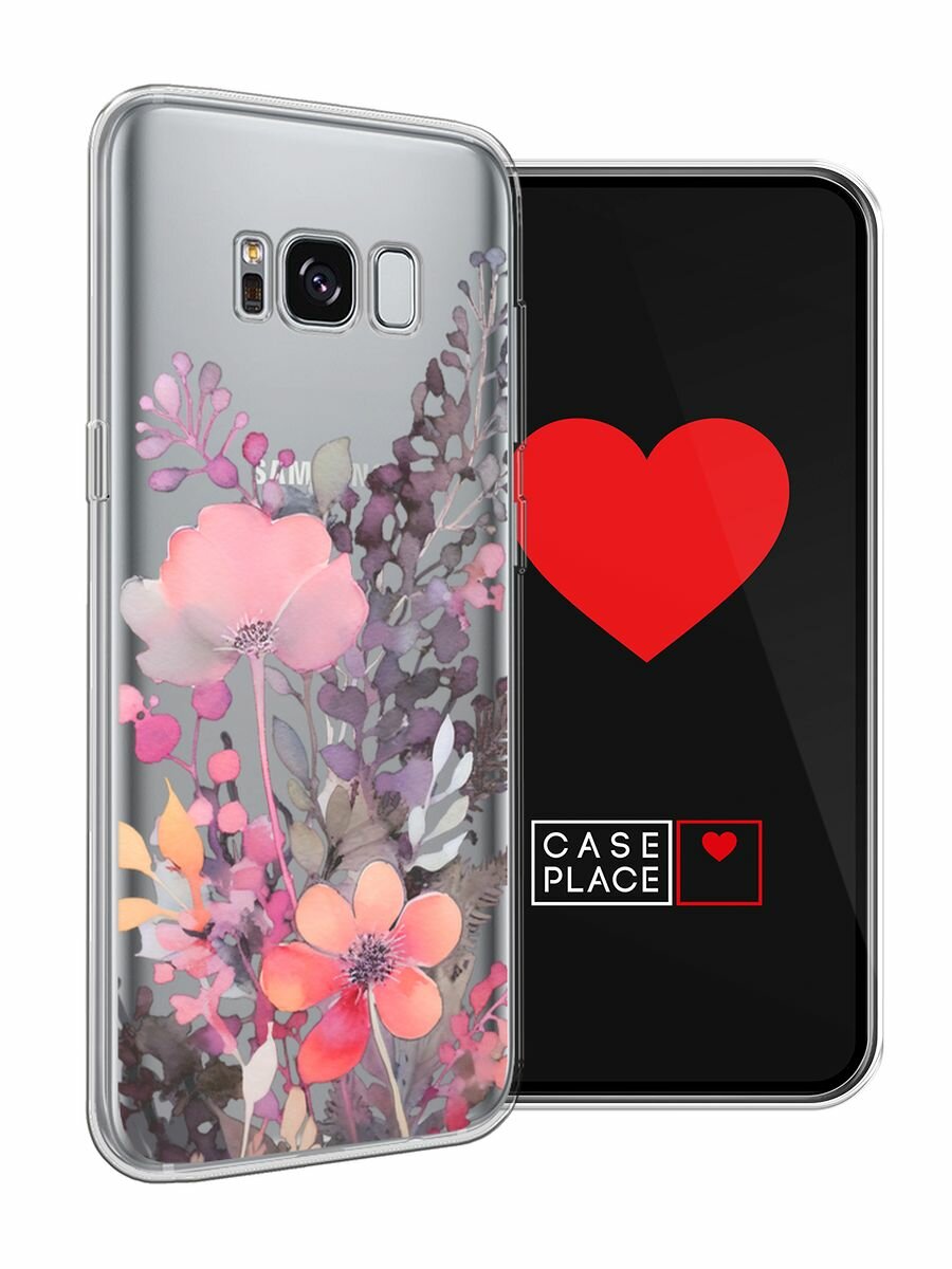 Чехол на Samsung Galaxy S8 / Самсунг Галакси С8 с принтом "Лиловые полевые цветы", прозрачный — фото 1