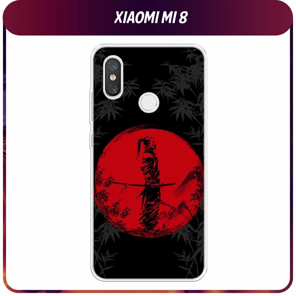 Чехол на Xiaomi Mi 8 / Сяоми Ми 8 с принтом "Самурай на красном фоне"