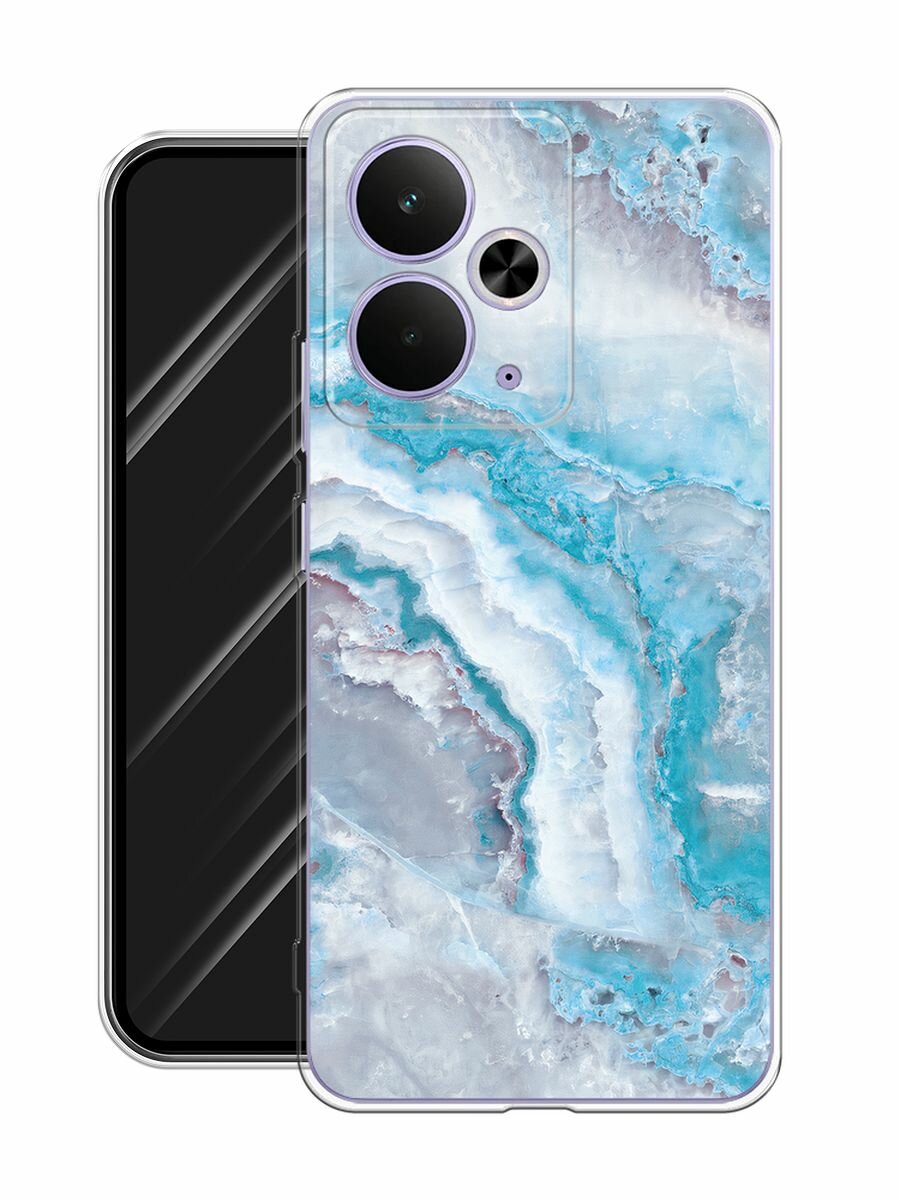 Чехол на Realme 14T / Реалми 14Т с принтом "Нежно-голубой мрамор" — фото 1
