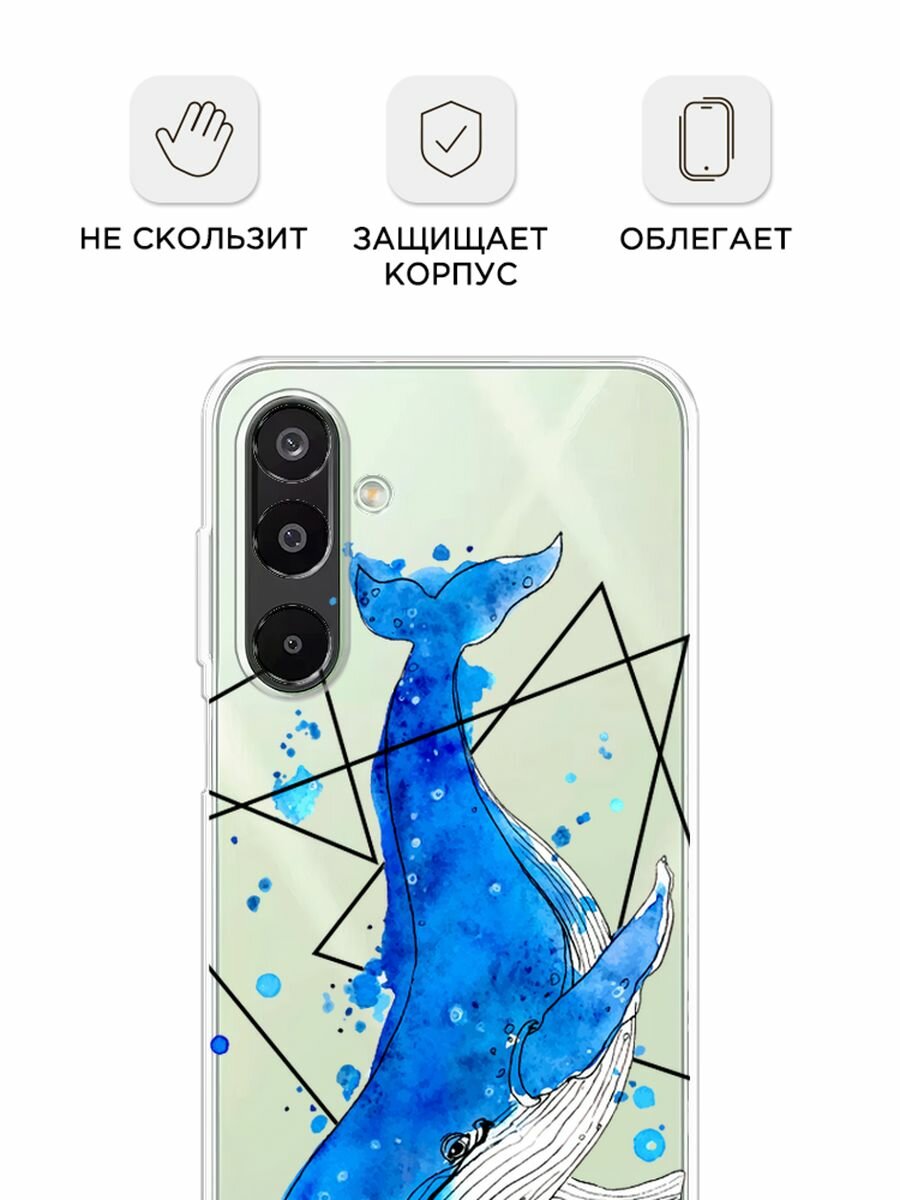 Чехол на Samsung Galaxy M16 / Самсунг Галакси М16 с принтом "Кит графика", прозрачный — фото 1