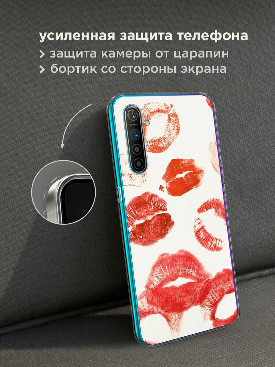 Силиконовый чехол на Realme XT / Реалми XT с принтом Следы помады — фото 1