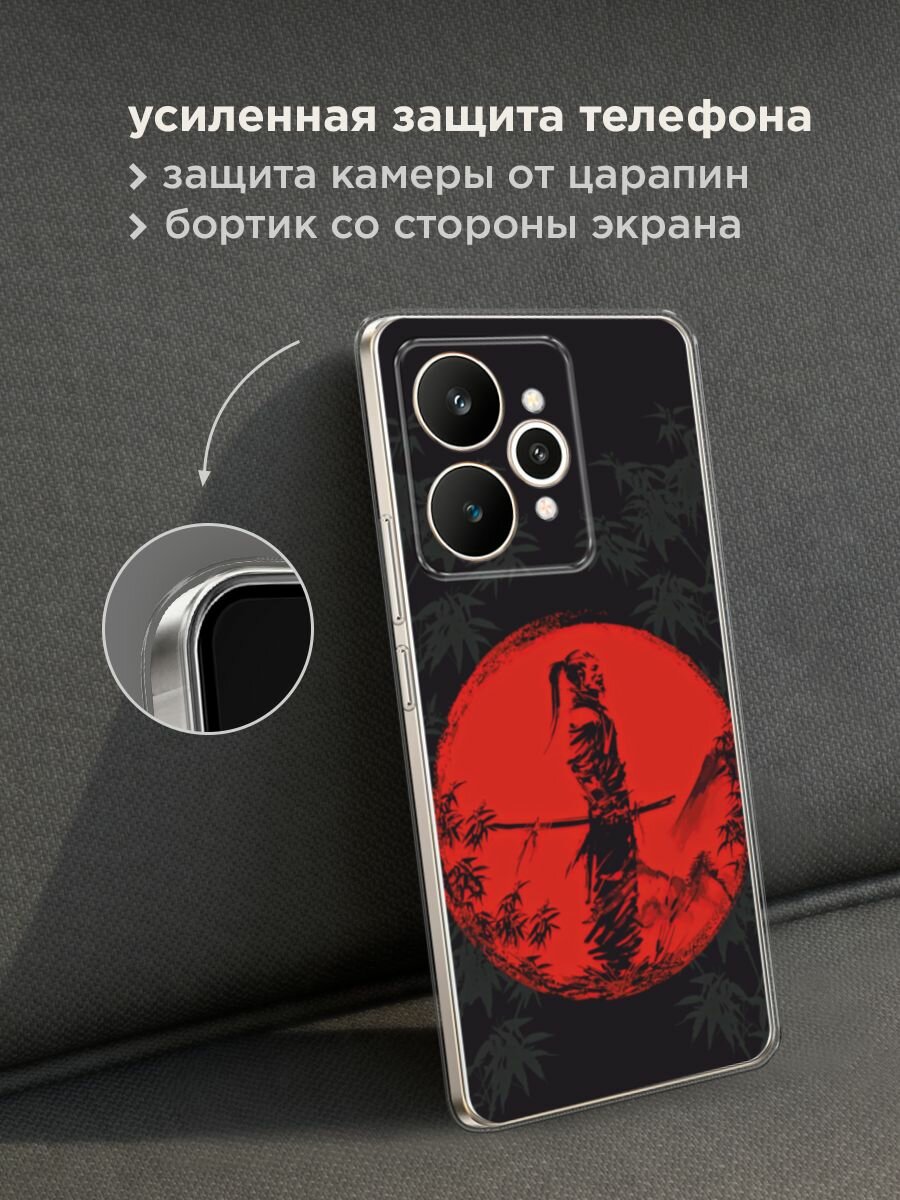 Чехол на Realme 15 / Реалми 15 с принтом "Самурай на красном фоне" — фото 1