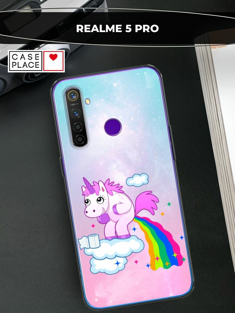 Чехол на Realme 5 Pro / Реалми 5 Про с принтом "Единорог какает"