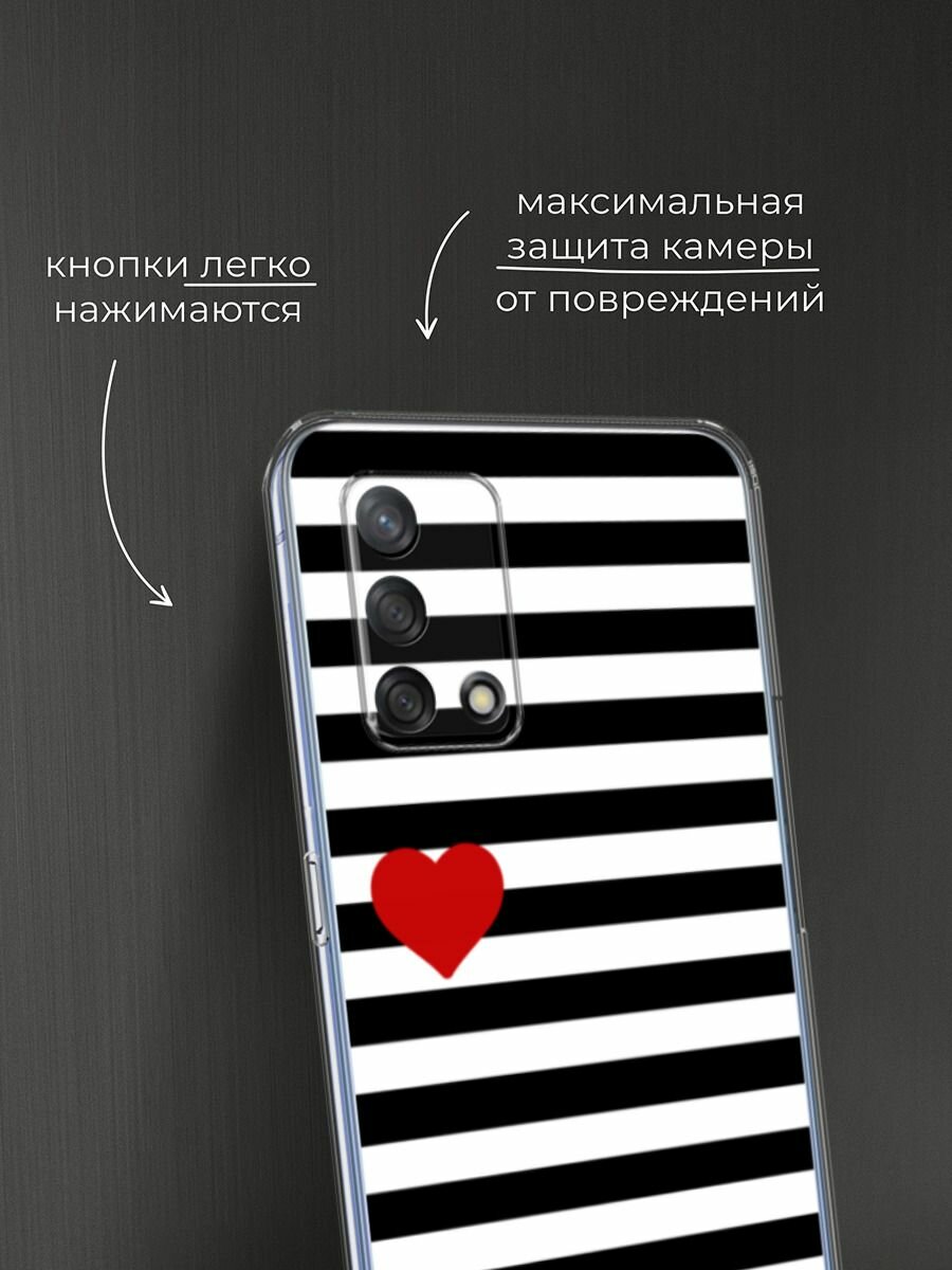 Силиконовый чехол на Oppo A74 / Оппо A74 с принтом "Красное сердце" — фото 1