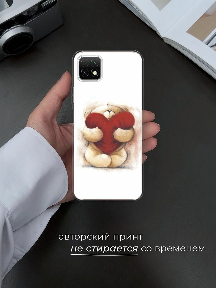 Силиконовый чехол на Wiko T3 / Вико Т3 с принтом "Мишка с сердцем 1" — фото 1